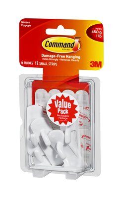 3M 7100089521 94943 Command Small Utility Hook Value Pack 17002-6Es — Lighting Supply