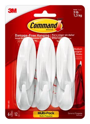 3M 7100089389 23271 Command Medium Designer Hooks 17081-6Es — Lighting ...