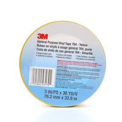 3M 7000123864 43179 General Purpose Vinyl Tape 764 Yellow — Lighting Supply