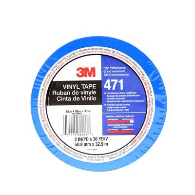 3M 7000047464 03122 Vinyl Tape 471 Blue 3 Inch X 36 Yard 5.2 Mil ...