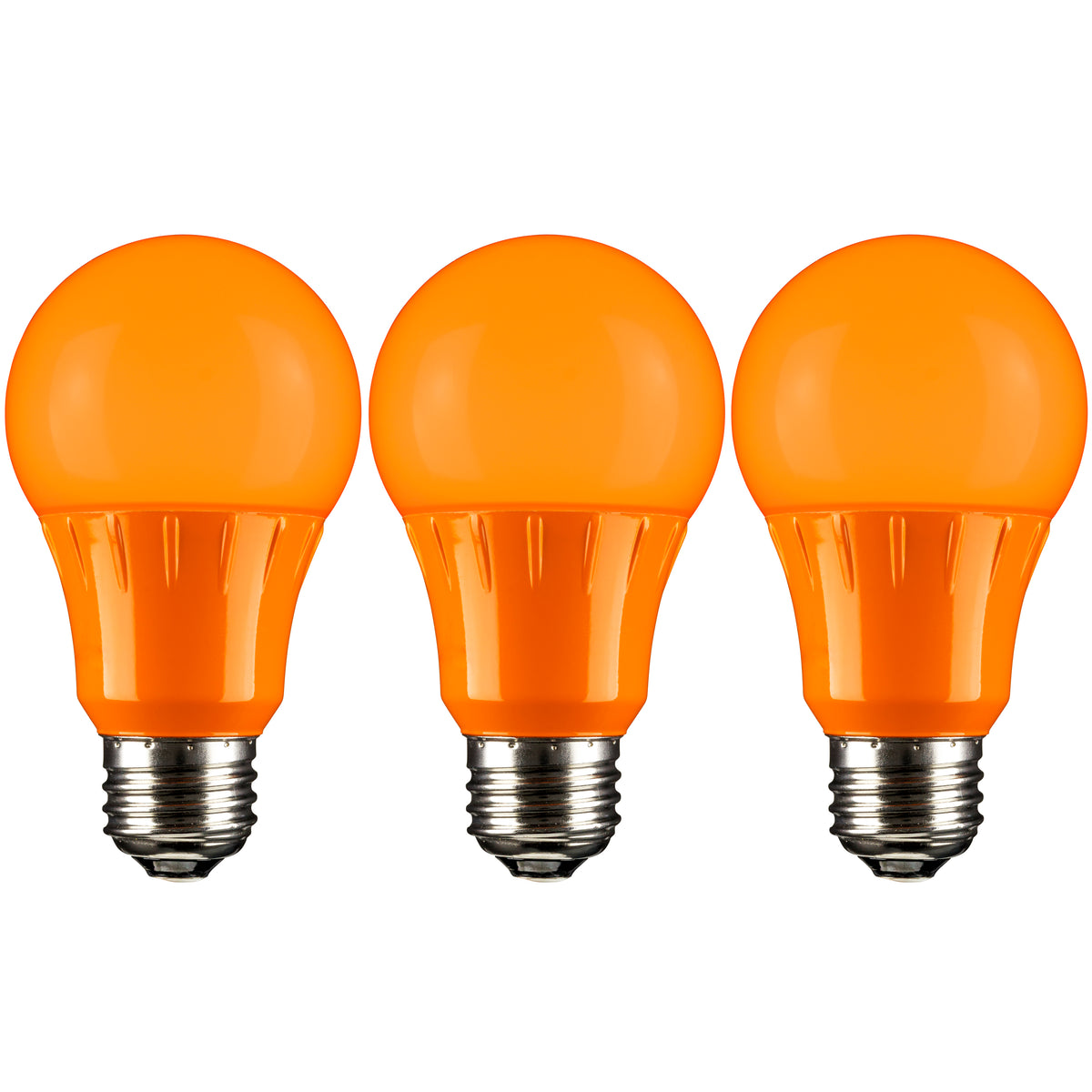 Sunlite 40452-SU LED A19 Bulb 3W 65Lm 120V E26 Base Orange 3-Pack ...