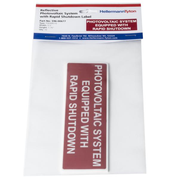 HellermannTyton 596-00677 Label Photovoltaic System...Rapid Shutdown — Lighting Supply