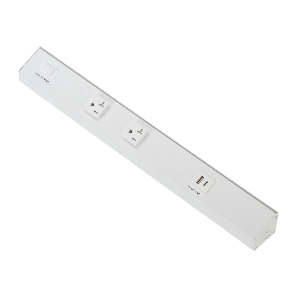 American Lighting ATOM-120V-18-WH Atom 18 Inch Power Strip White ...