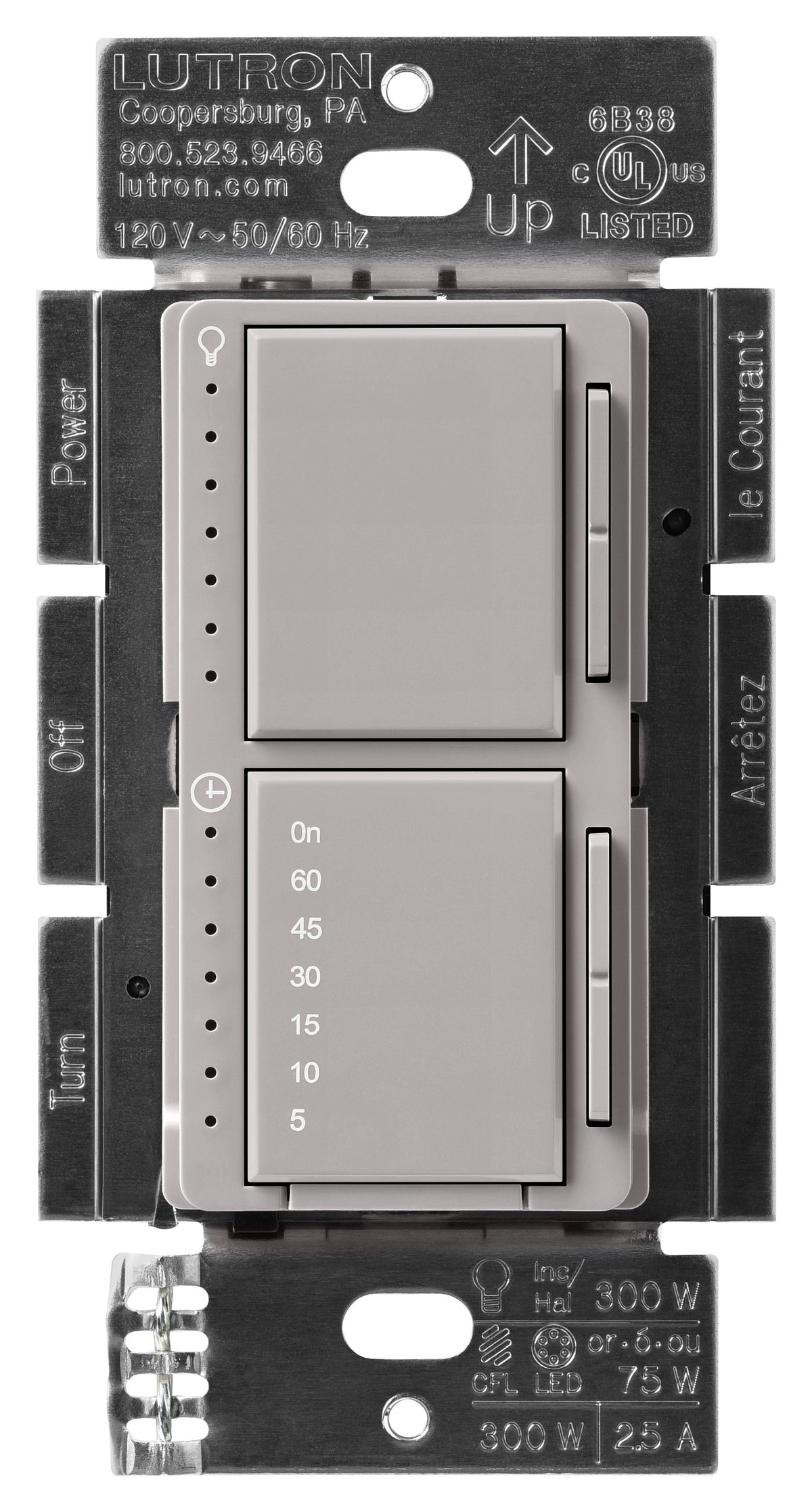 Lutron MACL-L3T251-GR Maestro Dual LED+ Controls Dimmer/Timer Gray ...