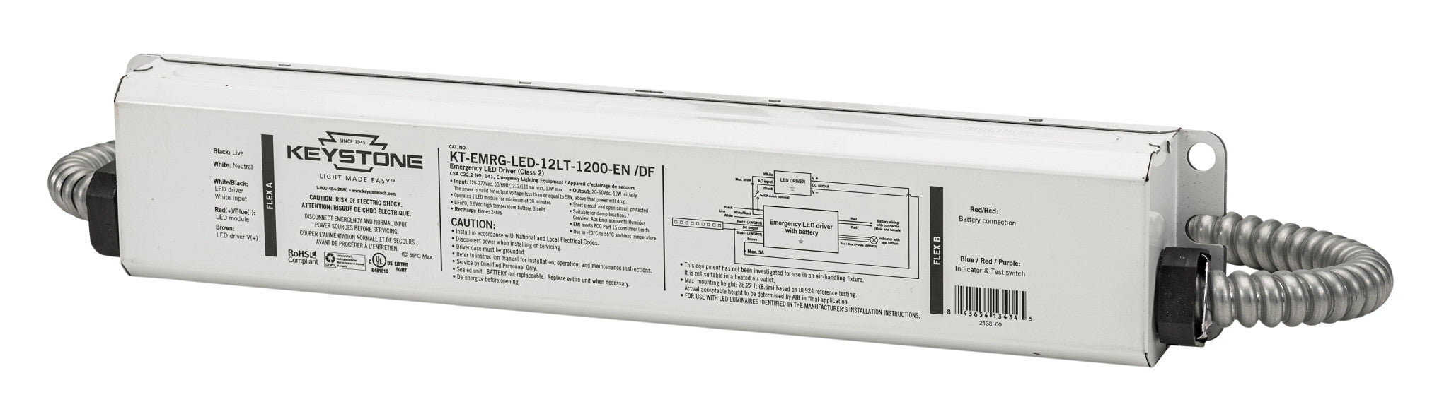 Keystone KT-EMRG-LED-12LT-1200-EN /DF LED Emergency Backup Driver ...