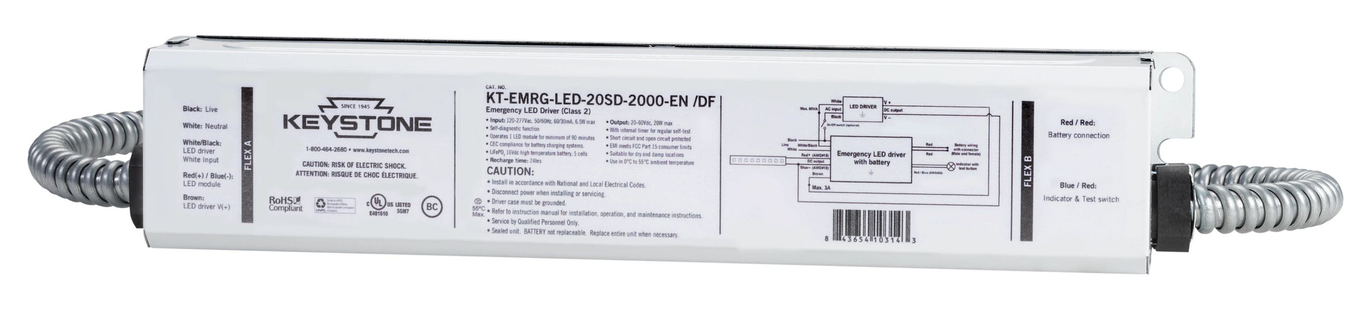 Keystone KT-EMRG-LED-20SD-2000-EN /DF-IP LED Emergency Back-Up 20W ...