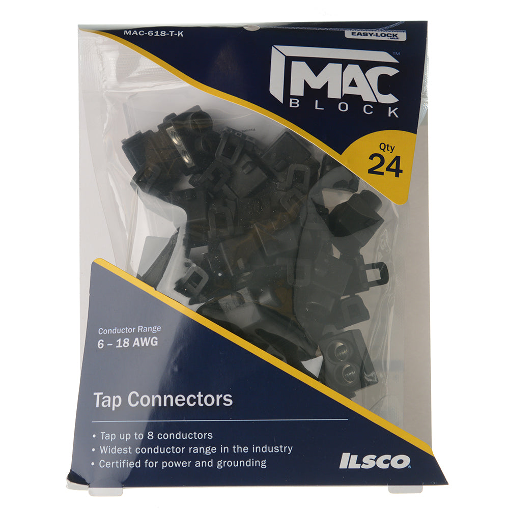 ILSCO MAC-618-T-K Aluminum Multi-Wire Tap And Splice 6-18 Black — Lighting Supply