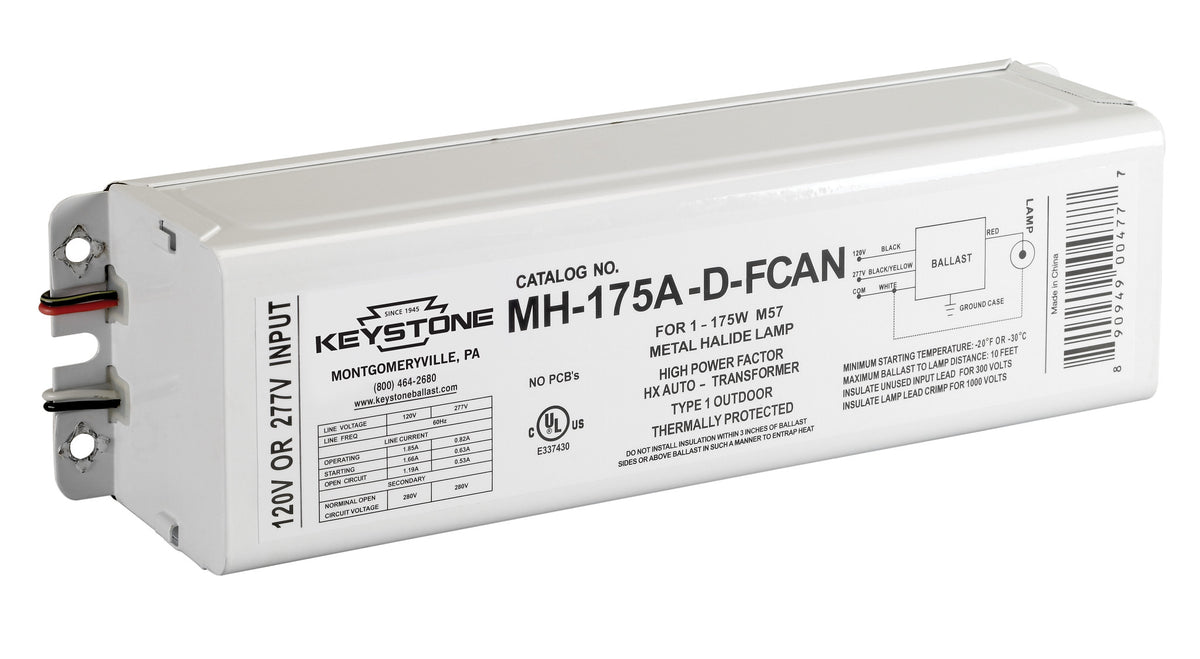 Keystone MH-175A-D-FCAN 175W M57 Metal Halide FCan Ballast Kit ...