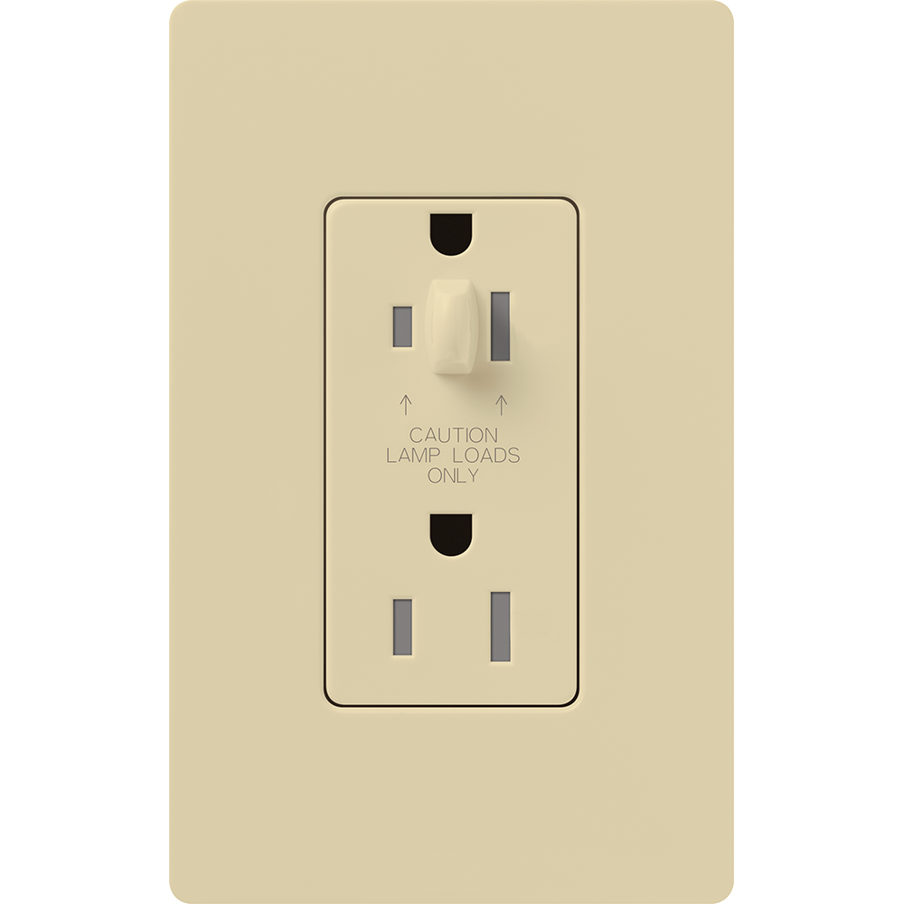 Lutron NTR-15-HDTR-IV Receptacle Half Dimmable Tamper-Resistant Ivory ...