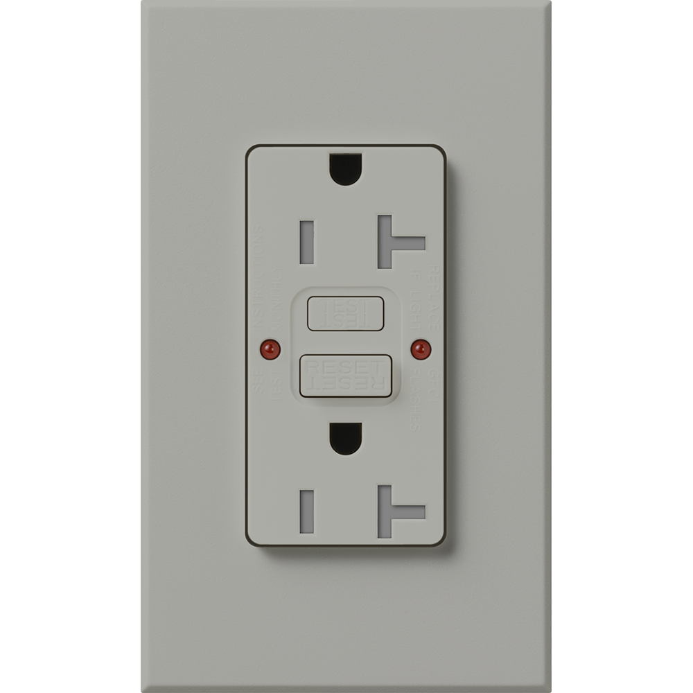 Lutron NTR-20-GFST-GR 20A Receptacle Self-Testing GFCI Gray — Lighting ...