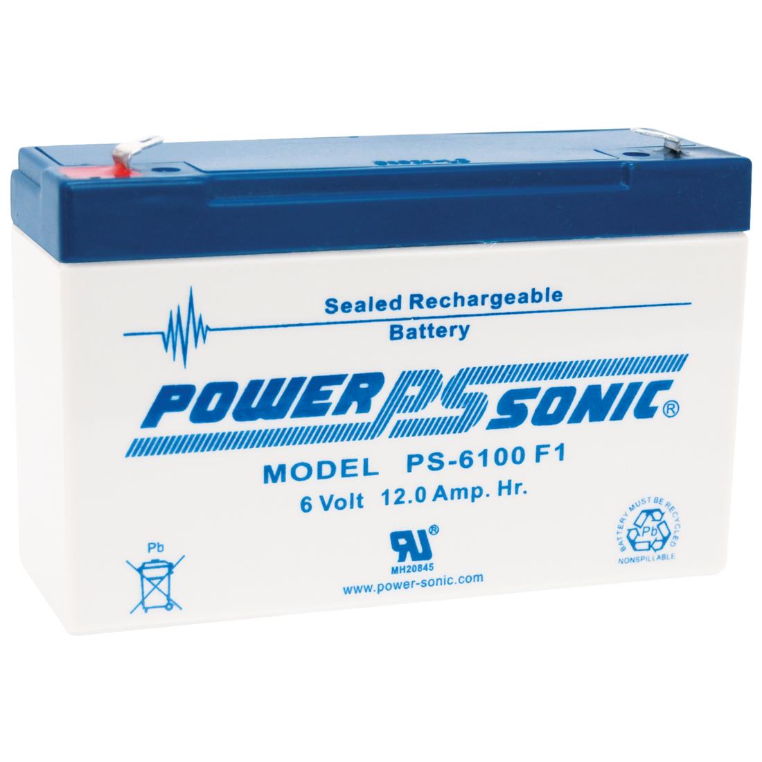 Power-Sonic PS-6100 F1 6V Backup Battery For Emergency/Exit Fixtures ...
