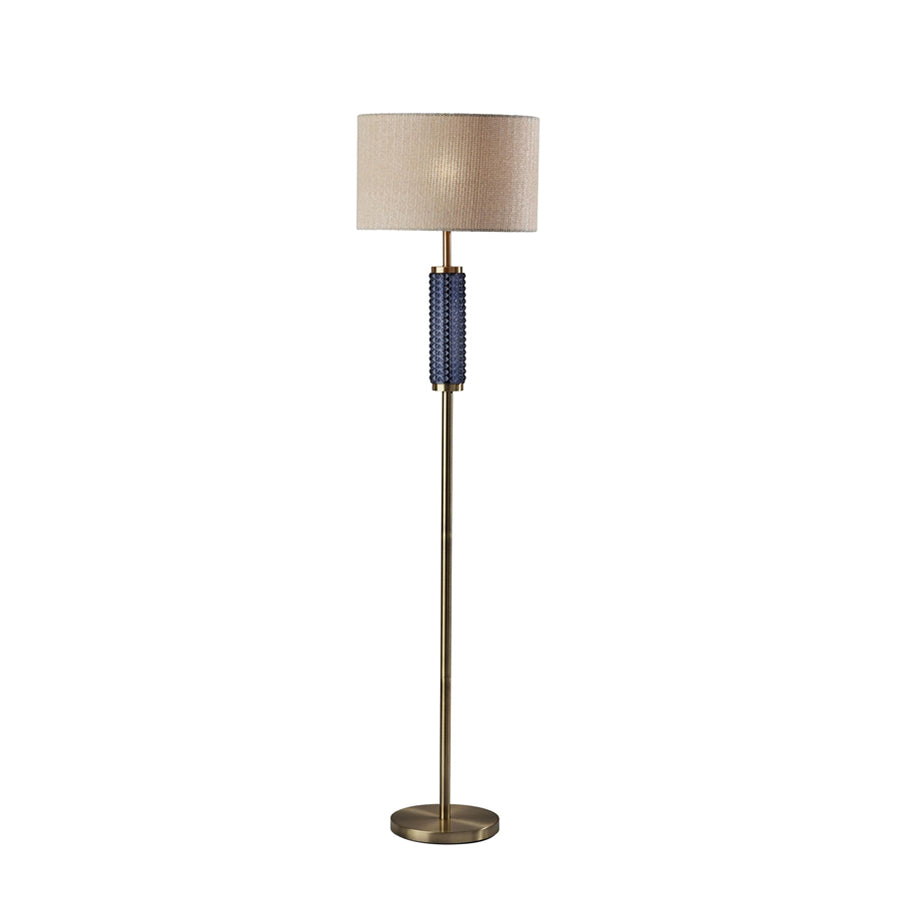 Adesso 3751-21 Delilah Floor Lamp Antique Brass And Blue Glass ...