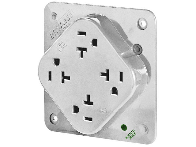 Bryant 21254HW Receptacle Quadplex Hospital Grade 20A 125V 5-20R White ...
