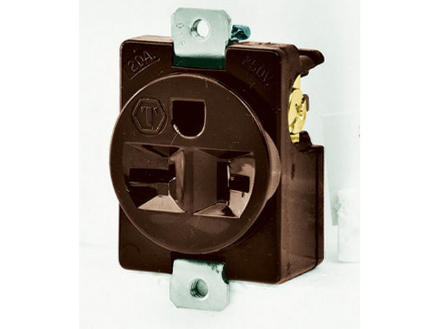 Bryant 5484 Single Panel Receptacle 20A 250V 6-20R Black — Lighting Supply