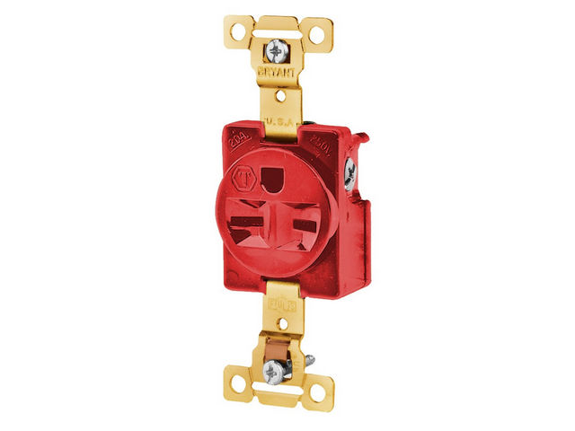 Bryant 5661RED Single Receptacle Industrial Grade 15A 250V 6-15R Red ...