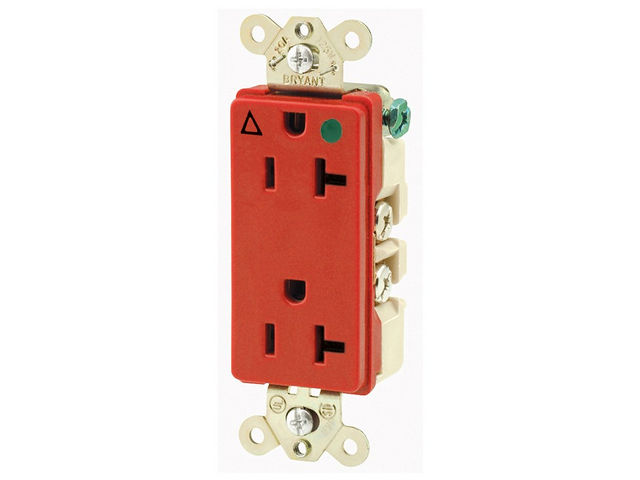 Bryant 9300IGRED Style Receptacle Isolated Ground 20A 125V 5-15R Red ...