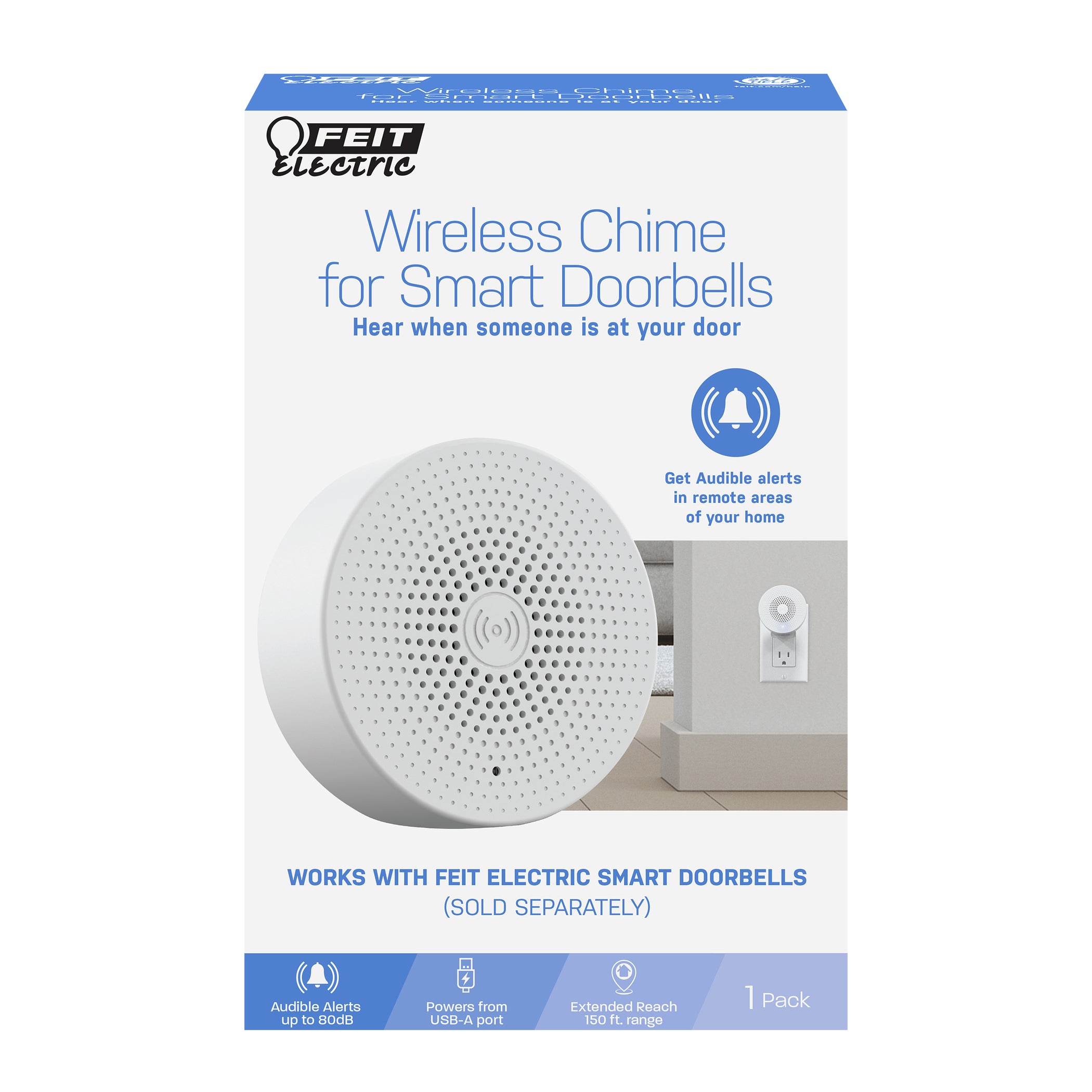 Feit Electric CHIME/DOOR/SMART Wireless Chime For Smart Doorbells ...