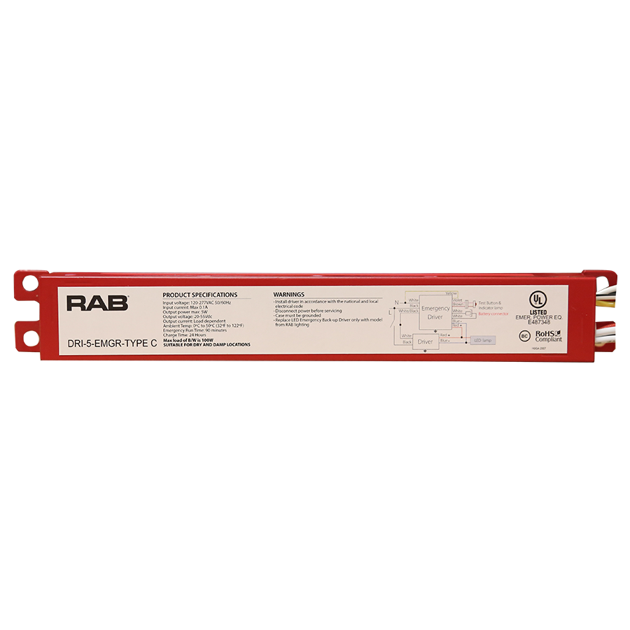 RAB DRI-5-EMGR-TYPE C Emergency Type C Driver 5W — Lighting Supply