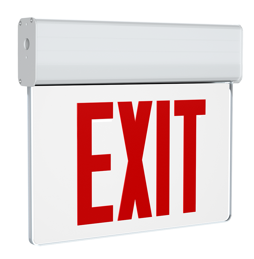 RAB EXITEDGE-1W Edgelit Exit 1-Face Red-Letter Clear Panel White ...