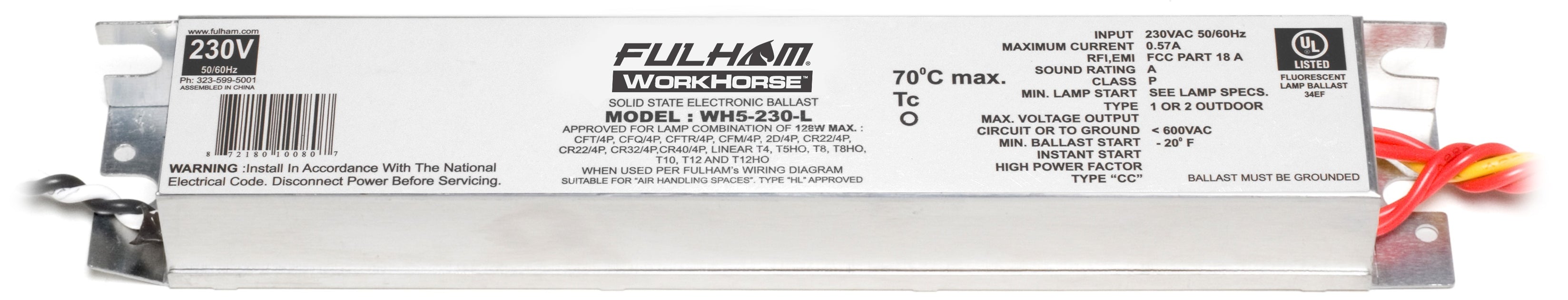 Fulham WH5-230-L Workhorse 5 Electronic Ballast 230V — Lighting Supply