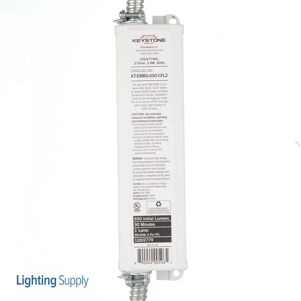 Keystone KT-EMRG-650-CFL2 2-Pin Compact Fluorescent Emergency Ballast ...
