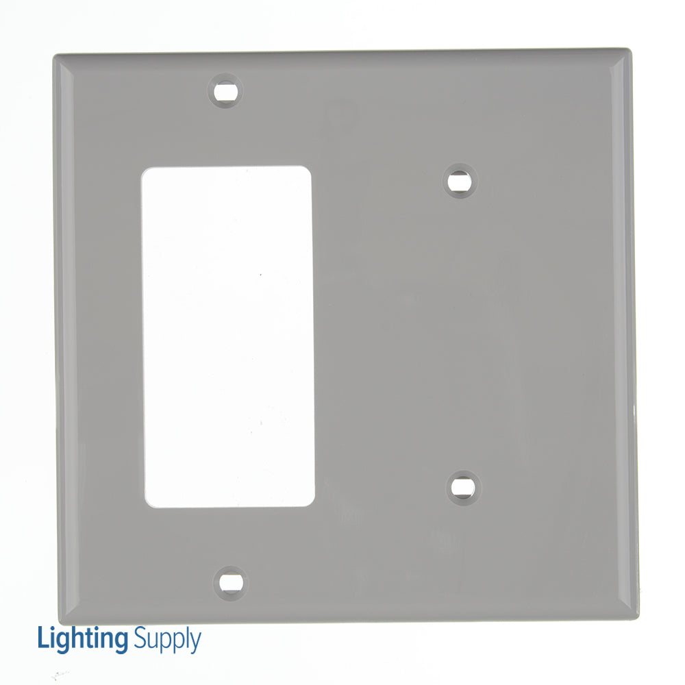 Leviton 80708-GY 2-Gang 1-Blank 1-Decora/GFCI Wall Plate — Lighting Supply