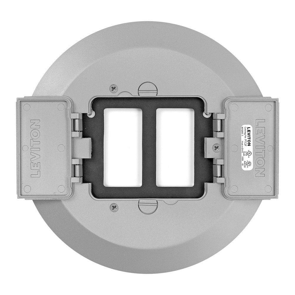 Leviton PTC2F-GY 2-Gang Decora Flip Lid Floor Cover Gray — Lighting Supply
