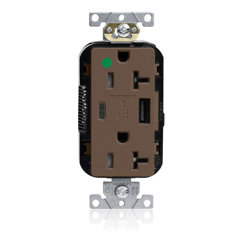 Leviton M58AC-HG 20A Lev-Lok USB Outlet Type A-C — Lighting Supply