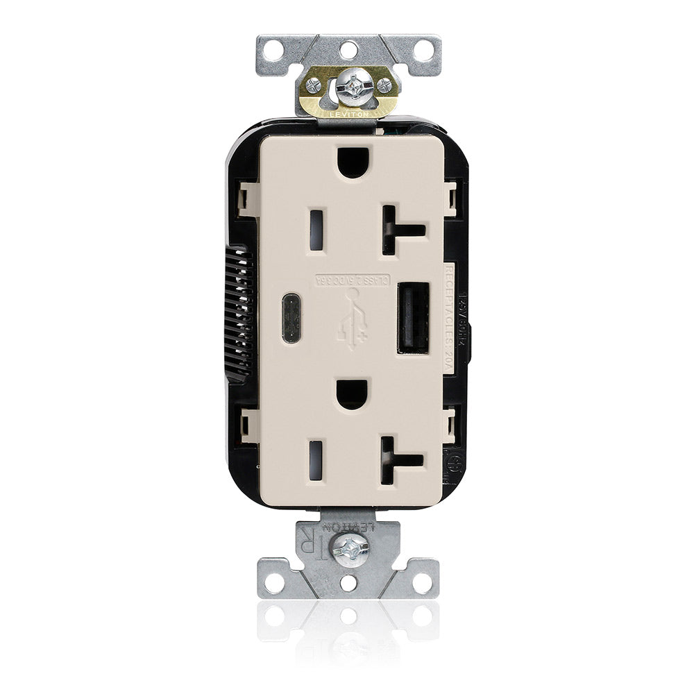 Leviton M58AC-T 20A Lev-Lok USB Tamper-Resistant Outlet Type A-C ...