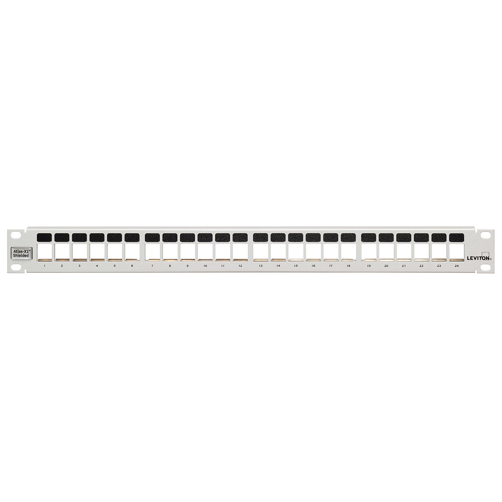 Leviton 4S255-WS4 24-Port 1RU Flat Shielded QuickPort Patch Panel ...