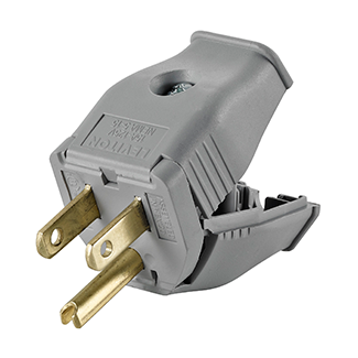 Leviton 3W101-GY 15 Amp 125V NEMA 5-15P 2-Pole 3-Wire Grounding Plug ...
