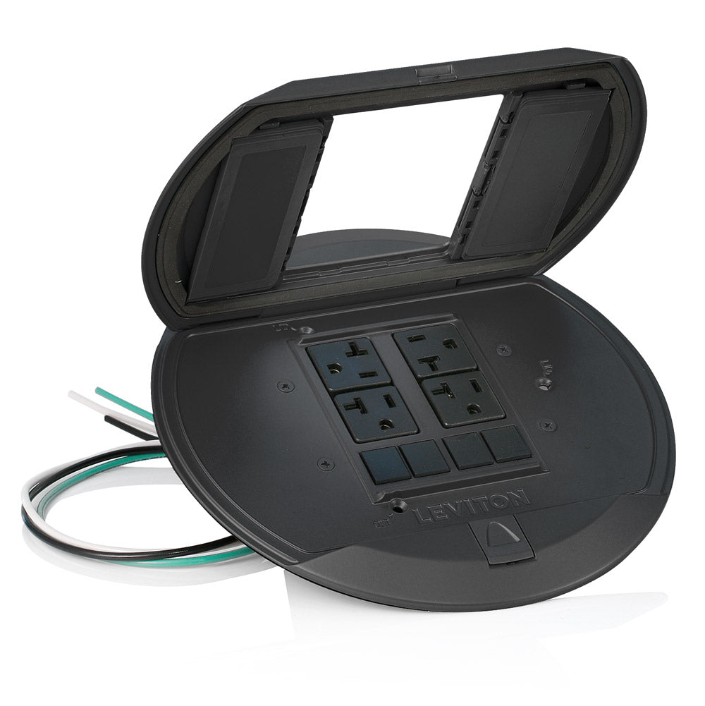 Leviton PT544-2E Pre-Wired Door-In-Door Floor Cover Black — Lighting Supply