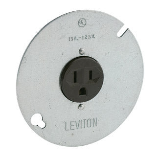 Leviton 5059 Single Receptacle Outlet Mounted To 4 Inch Cover 15 Amp ...