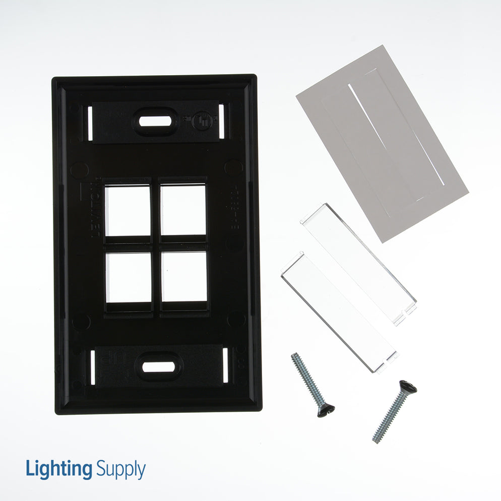Leviton 42080-4ES 1-Gang QuickPort Wall Plate With ID Windows 4-Port ...