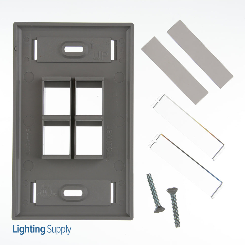 Leviton 42080-4GS 1-Gang QuickPort Wall Plate With ID Windows 4-Port ...