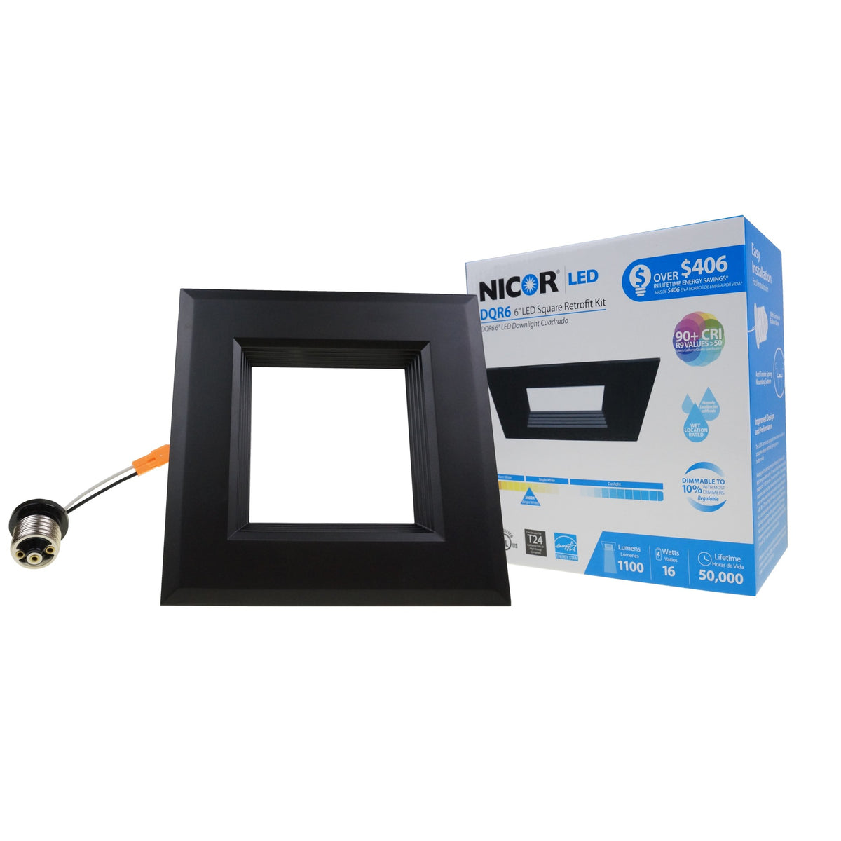 NICOR DQR6-10-120-3K-BK-BF DQR 6 Inch Square LED Recessed Downlight ...