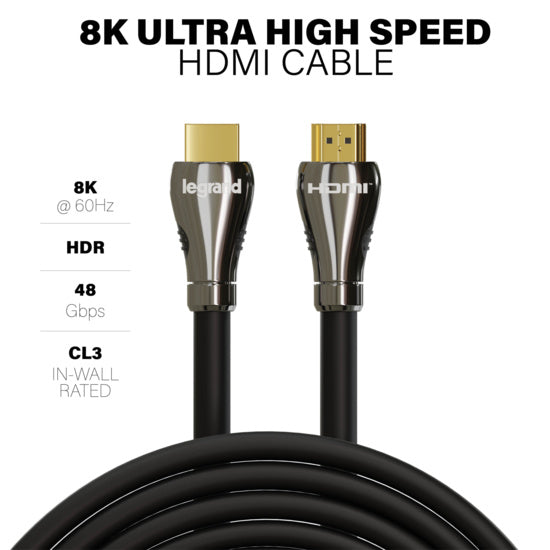 Pass and Seymour AC8K1MBK 8K Ultra High Speed HDMI Cable 1M — Lighting ...