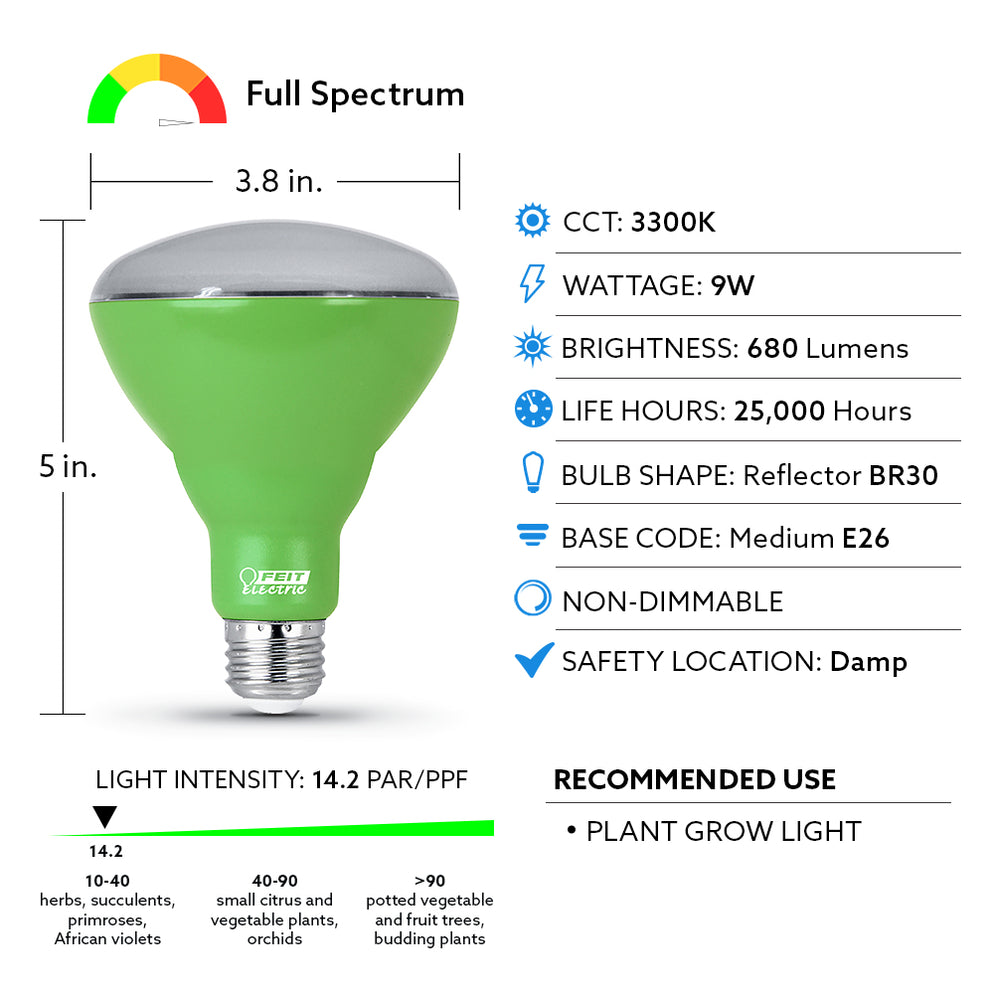 Feit Electric BR30/GROW/LEDG2/BX BR30 LED Plant Grow Light Bulb ...