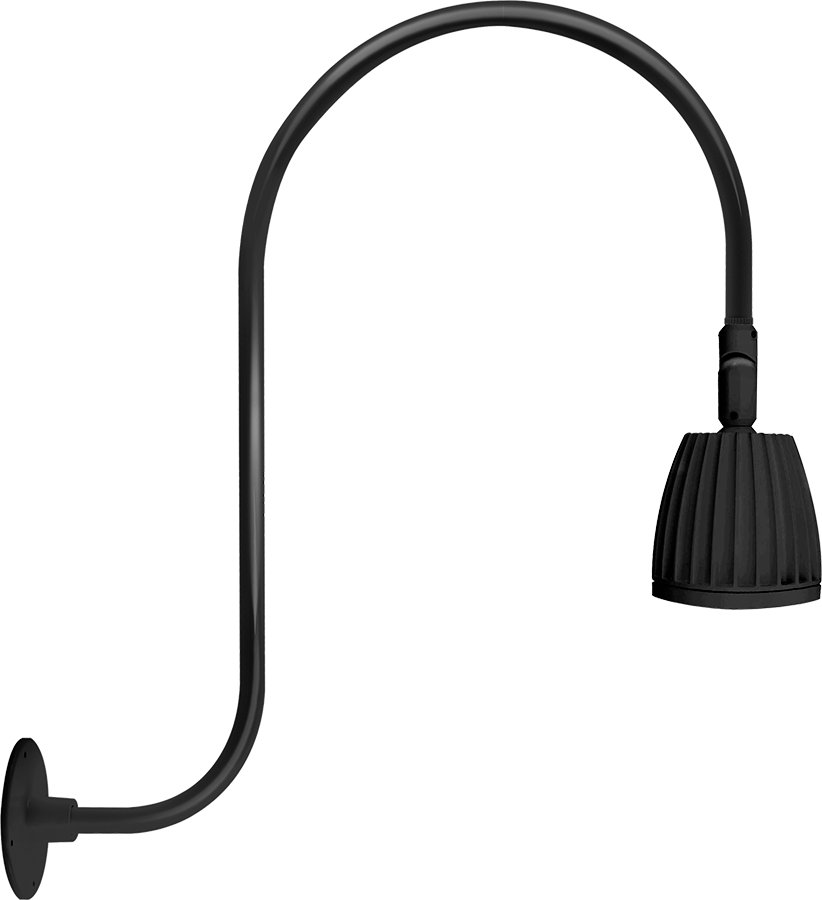 RAB GN3LED26YRB Gooseneck Style3 26W LED No Shade Black — Lighting Supply