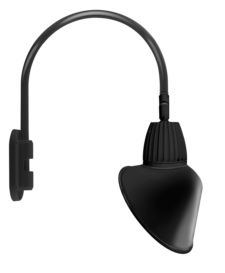 RAB GN4LED26YACB Gooseneck Style4 26W LED 15 Inch Angled Cone Shade ...