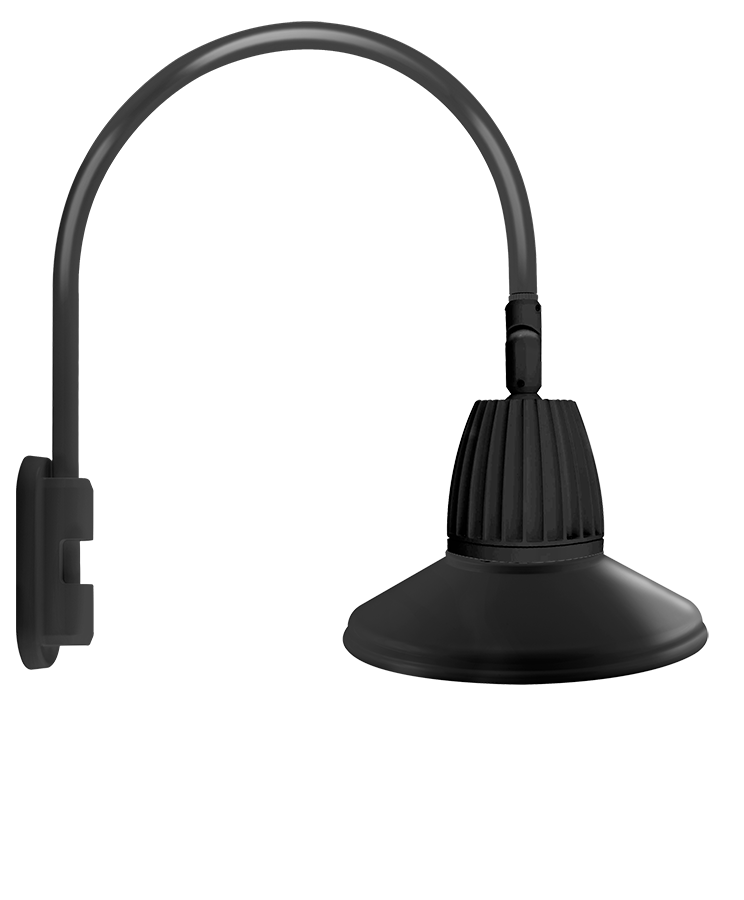 RAB GN5LED26NSSTB Gooseneck Style5 26W LED 15 Inch Straight Shade ...