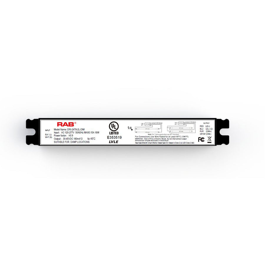 RAB DRI-24T8-2L-DIM T8 2 Foot Type C Driver 18W 1-2 Lamps — Lighting Supply