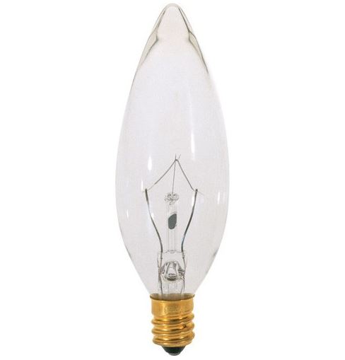 SATCO/NUVO A3620 15W Torpedo Clear BA9.5 Incandescent Candelabra Base ...