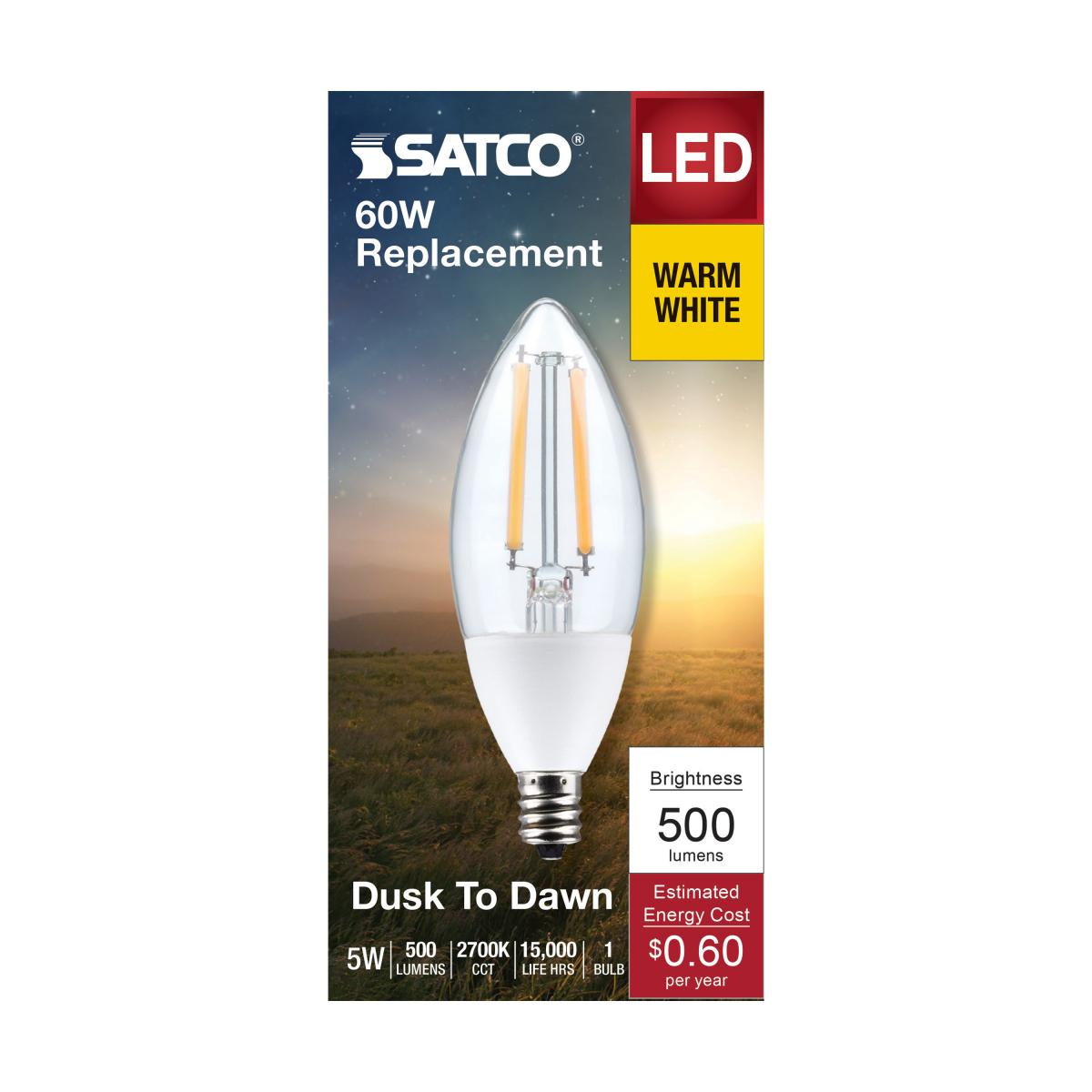 SATCO/NUVO S11477 5W B11 Dusk To Dawn LED Candelabra Base/Photocell ...