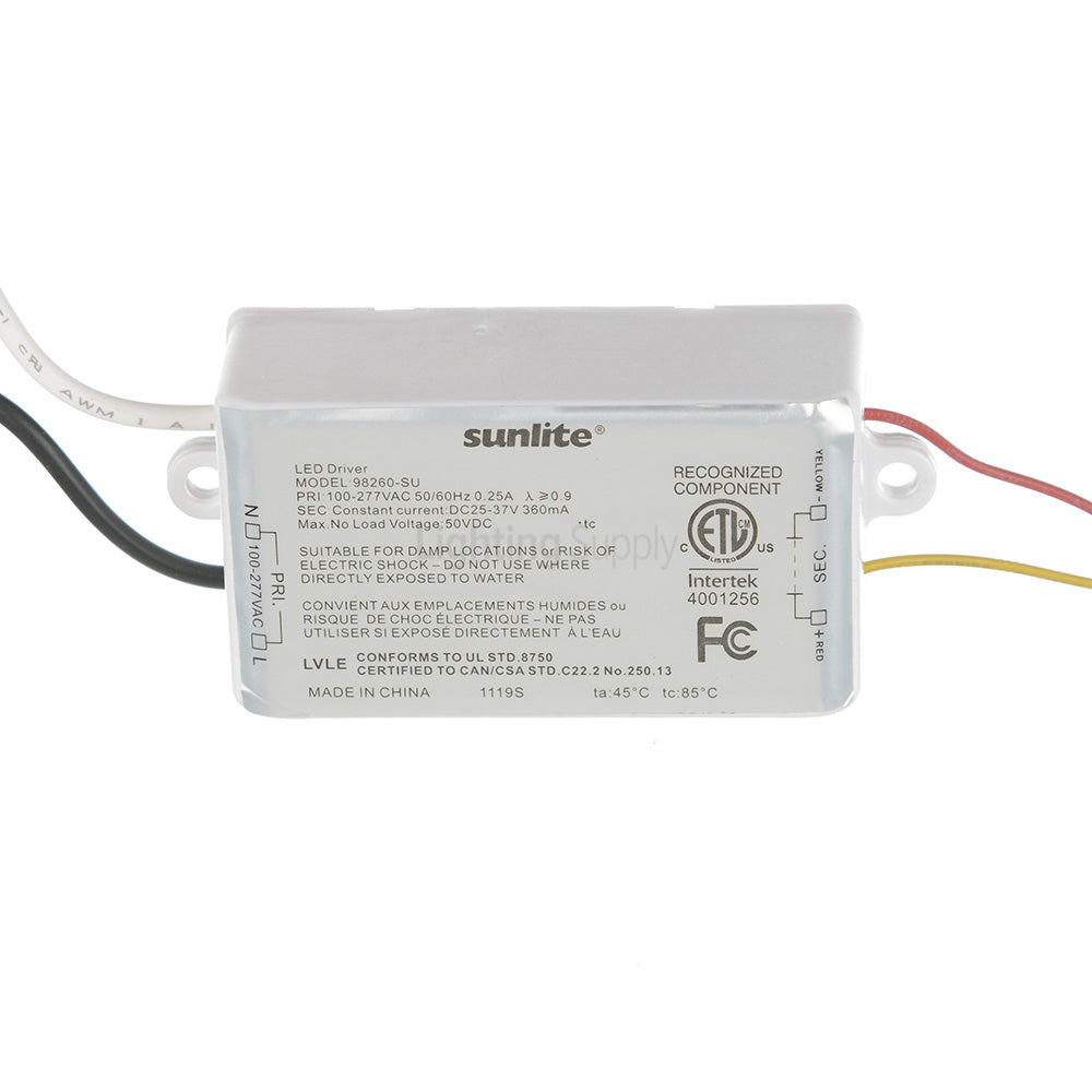 Sunlite 98260-SU 360Ma MV Constant Current Non-Dimmable 15W LED Driver ...