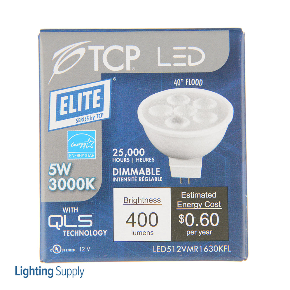 TCP LED512VMR1630KFL LED 5W MR16 3000K GU5.3 Flood — Lighting Supply