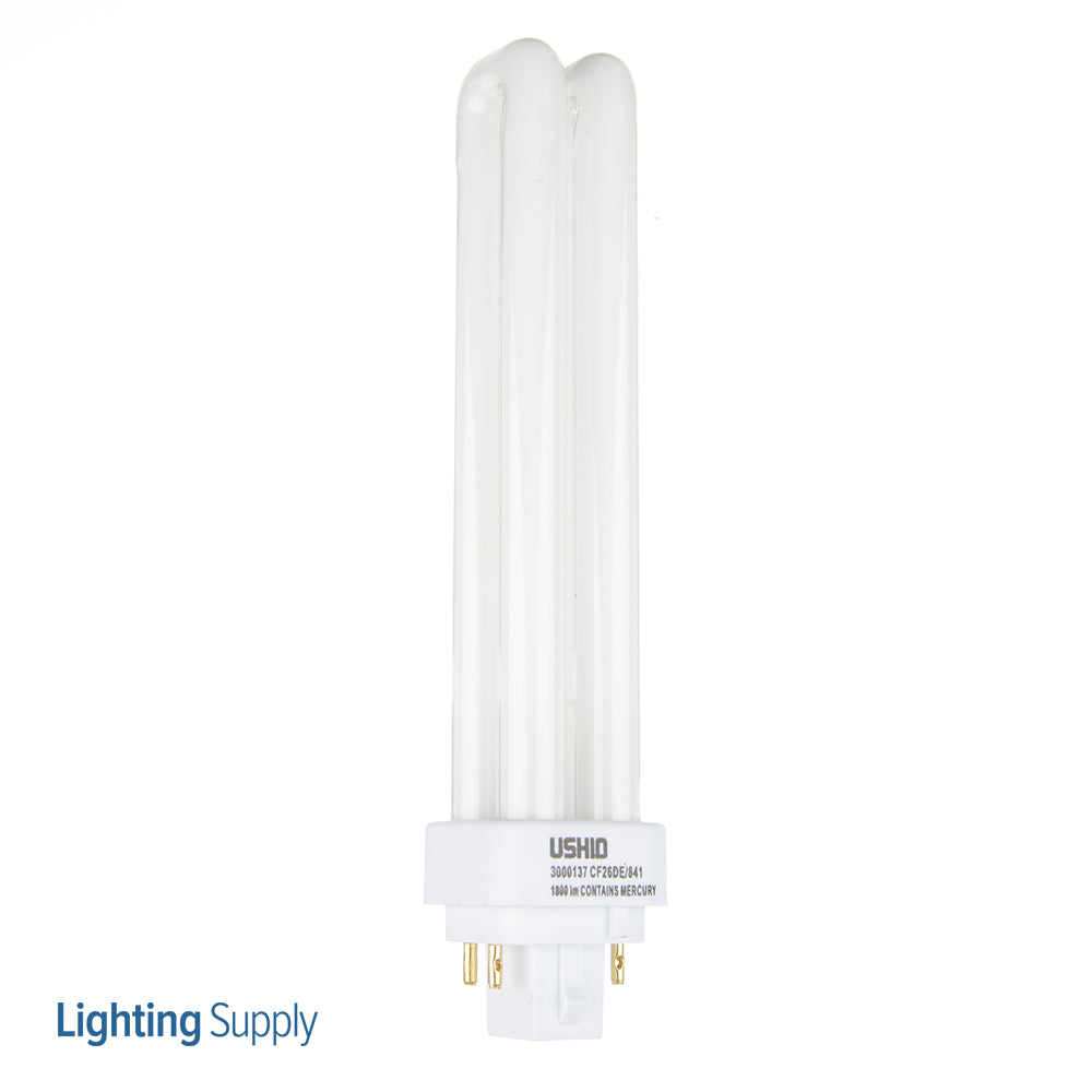 USHIO 3000137 CF26DE/841 Double Tube Compact Fluorescent G24Q-3 Base — Lighting Supply